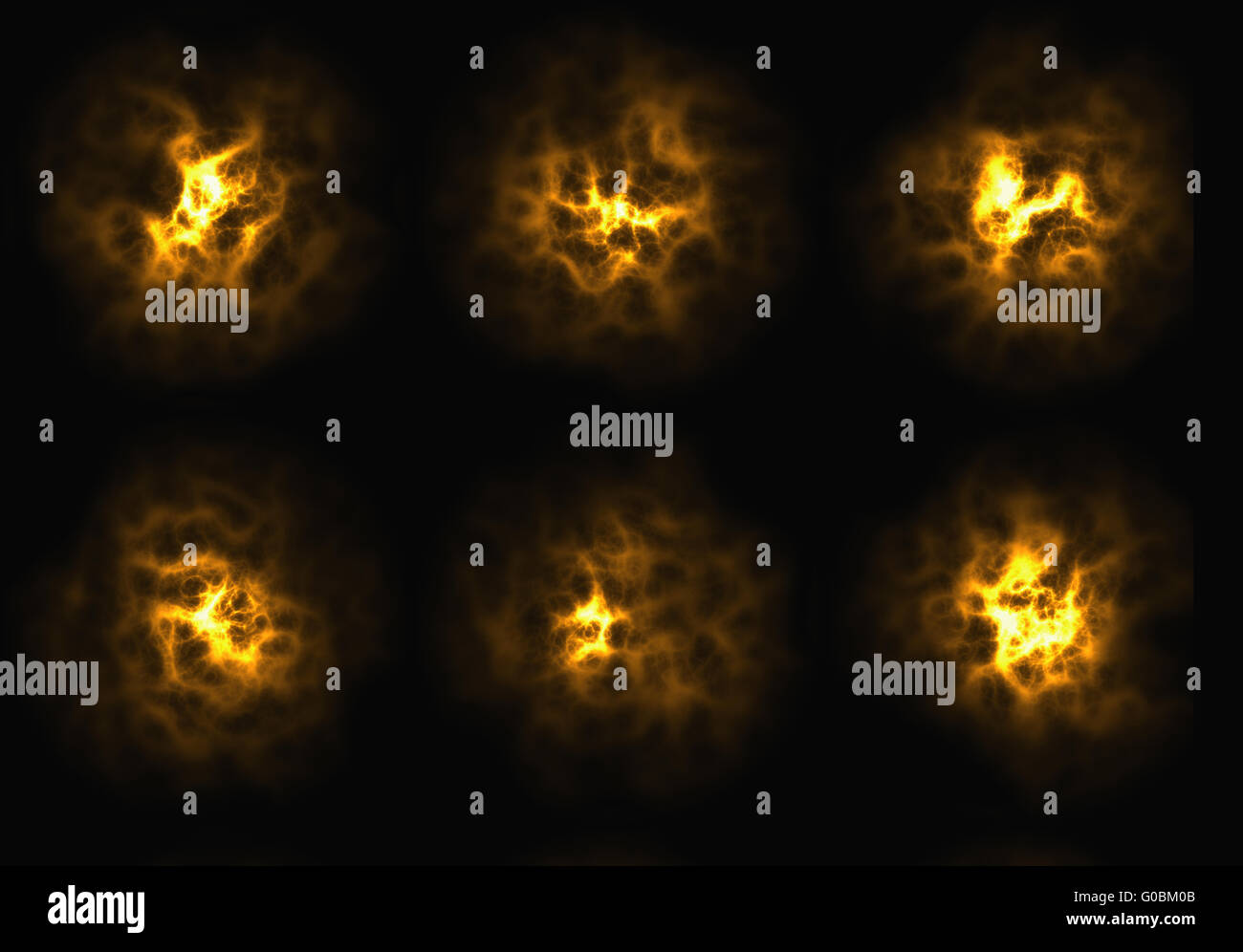 many different bright explosion flash fire on black backgrounds Stock ...