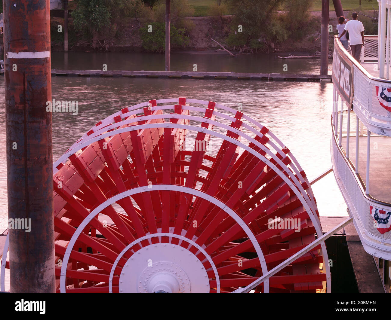 Old paddle wheeler boat at dock on river Stock Photo - Alamy