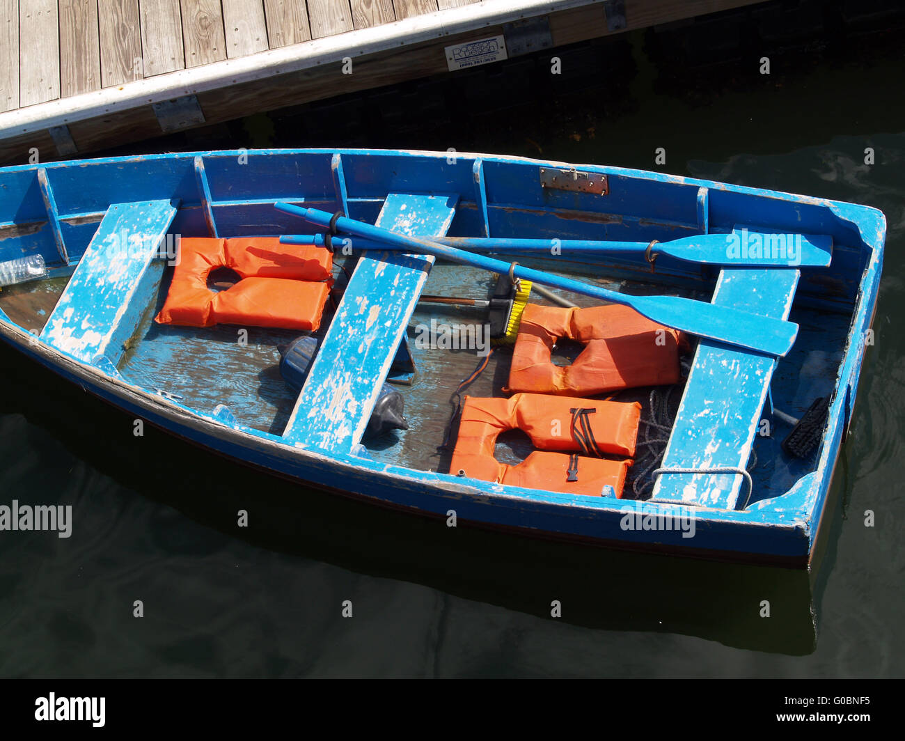 row boat tied to dock seen from above Stock Photo - Alamy