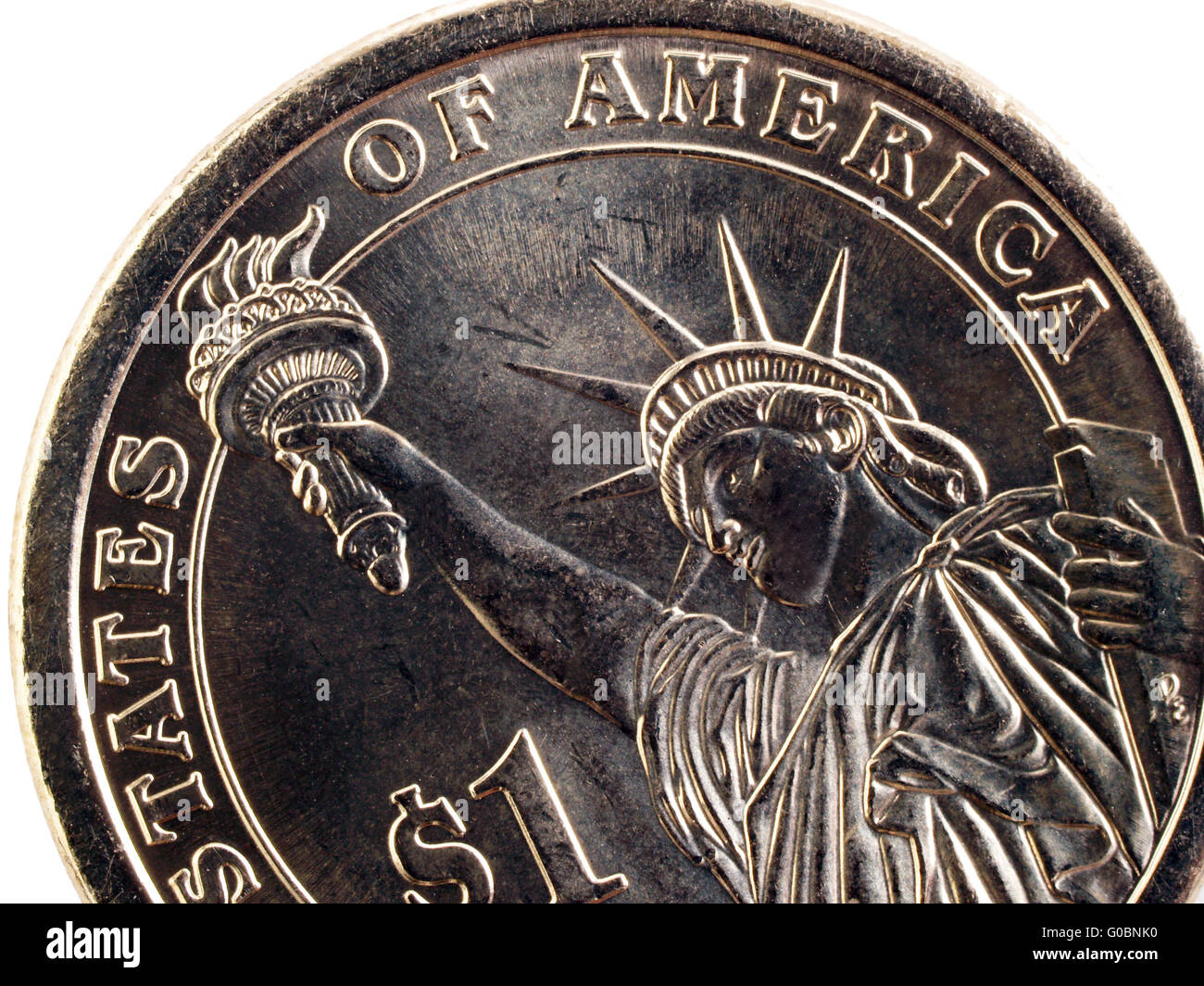 US one dollar gold coin tails statue of liberty Stock Photo - Alamy