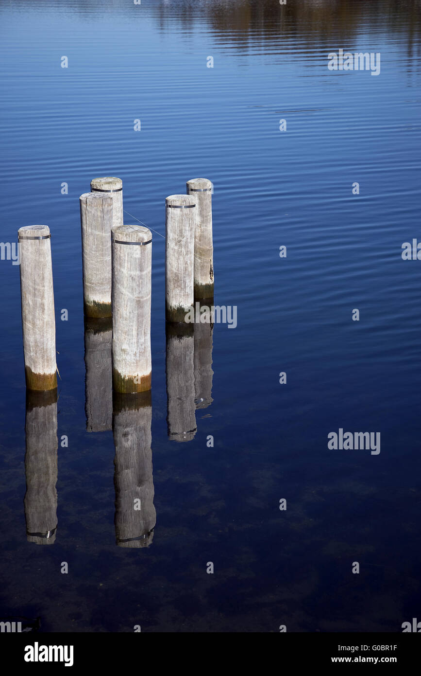 Wooden mooring poles hi-res stock photography and images - Alamy