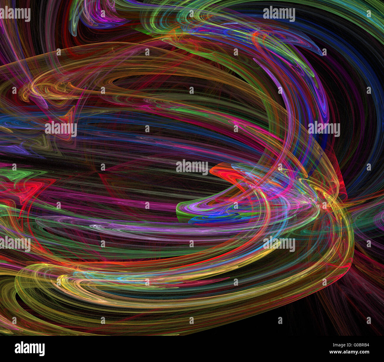 Visualization of fractal vortex of colored lines Stock Photo - Alamy