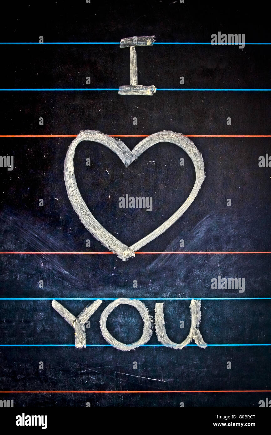 I Love You. Handwritten message on a chalkboard Stock Photo - Alamy