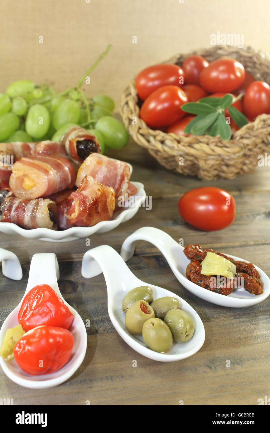 stuffed Tapas with fruits Stock Photo - Alamy