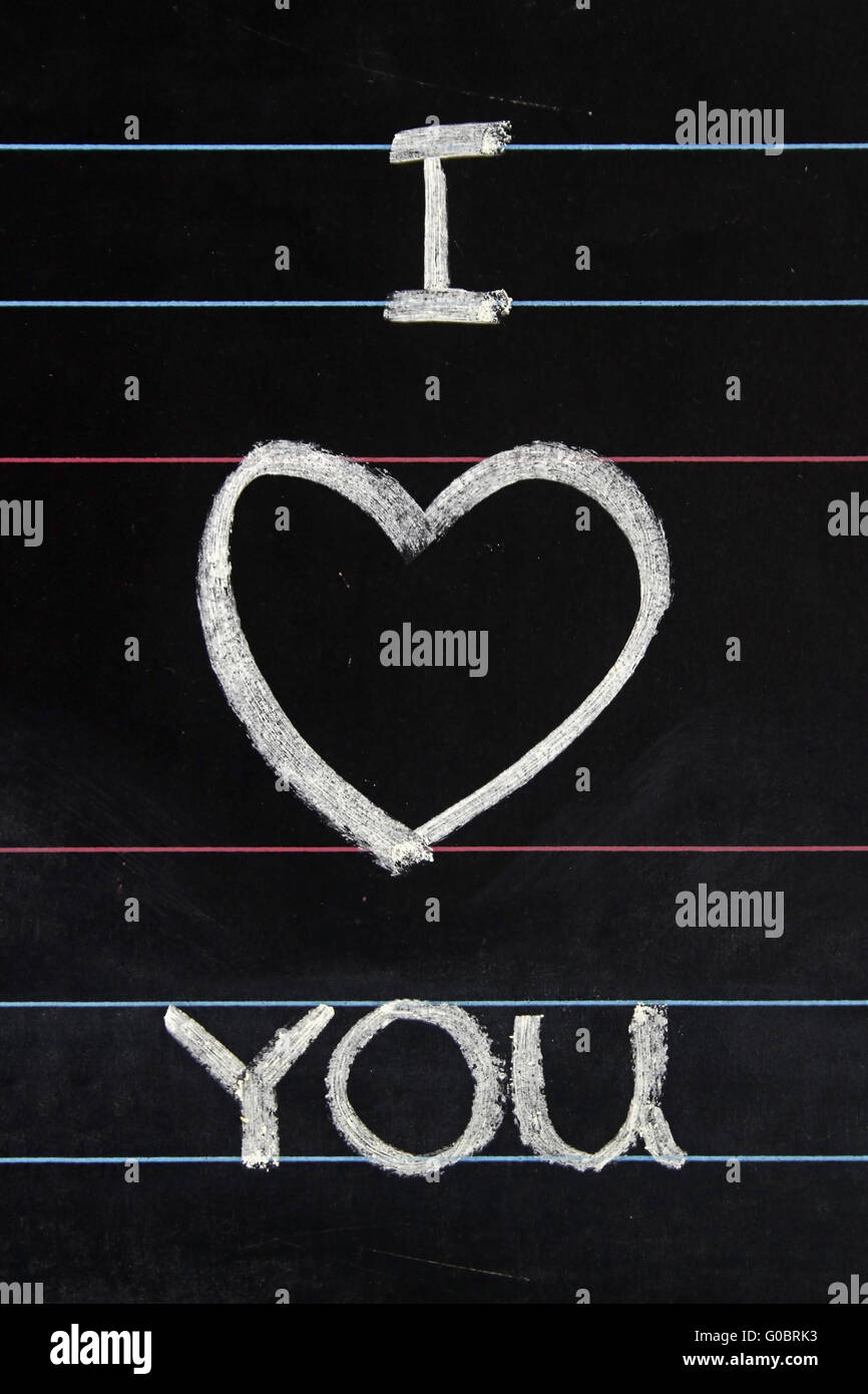 I Love You. Handwritten message on a chalkboard Stock Photo - Alamy
