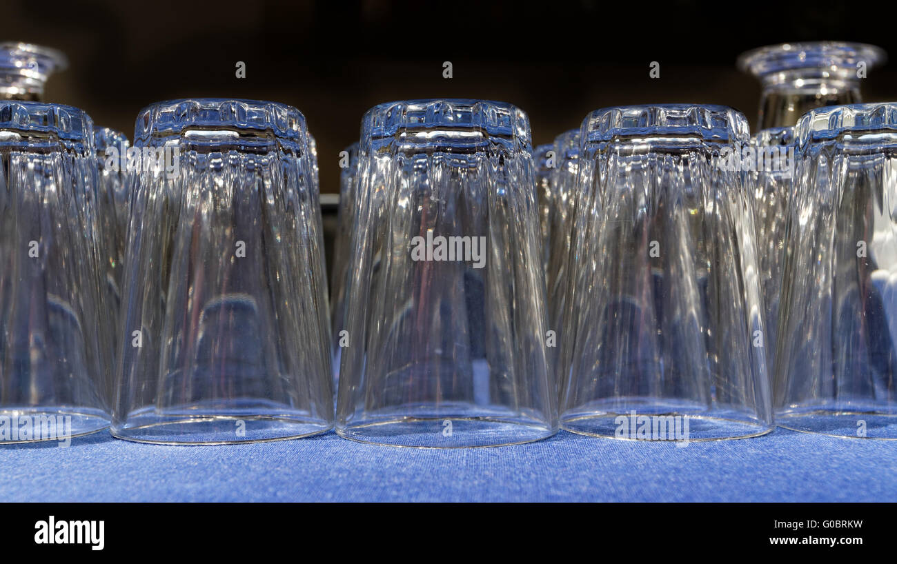 Many glass for drinking water in restaurant Stock Photo - Alamy