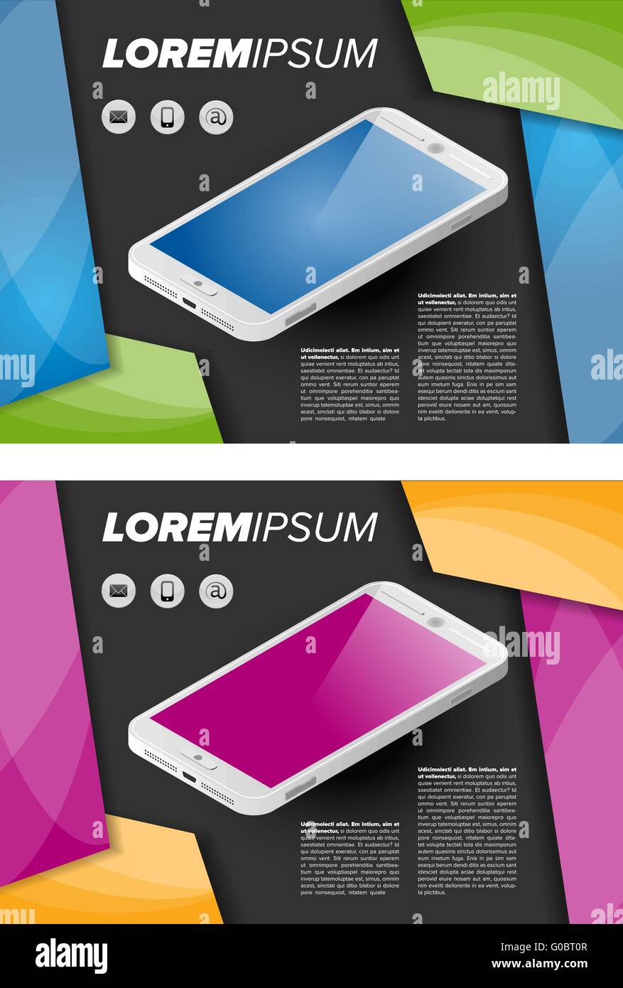 Flayer template with isometric mobile phone Stock Vector Image & Art ...