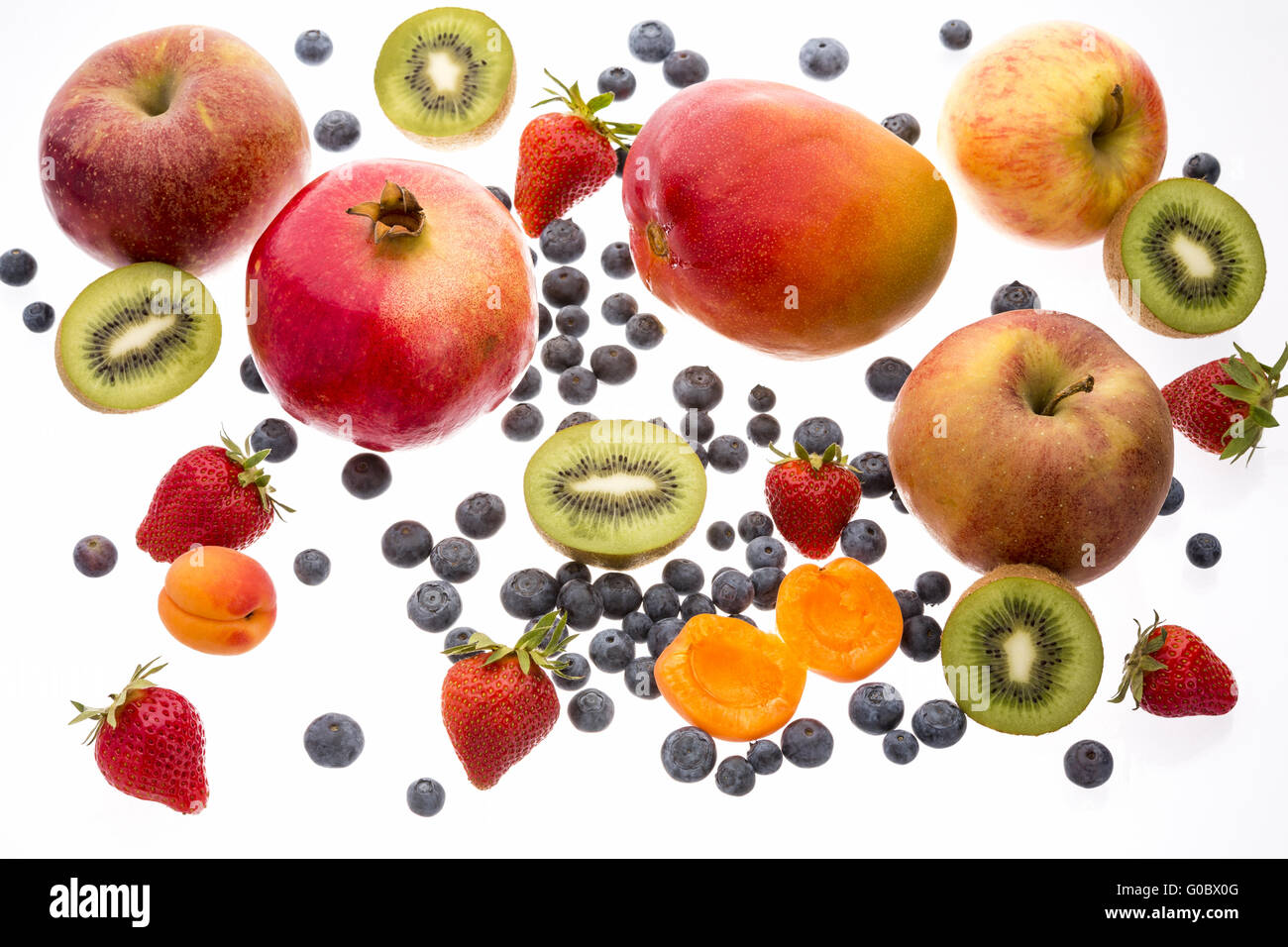 Selection Of Various Fruits Isolated On White Stock Photo - Alamy