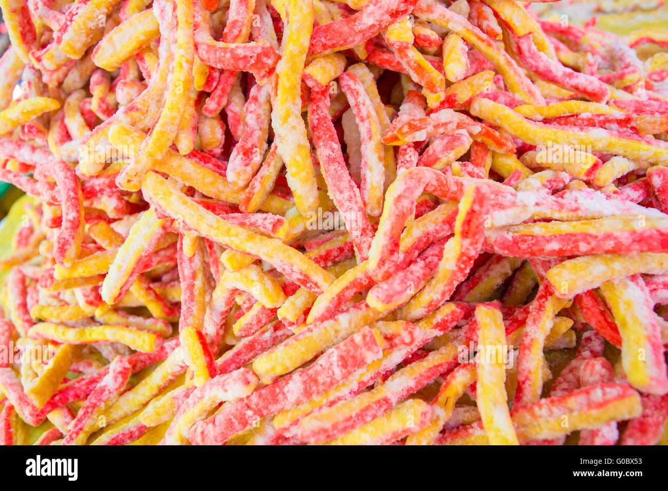 Colorful handmade food, locally called Misti Nimki, in a Bangla Pohela ...