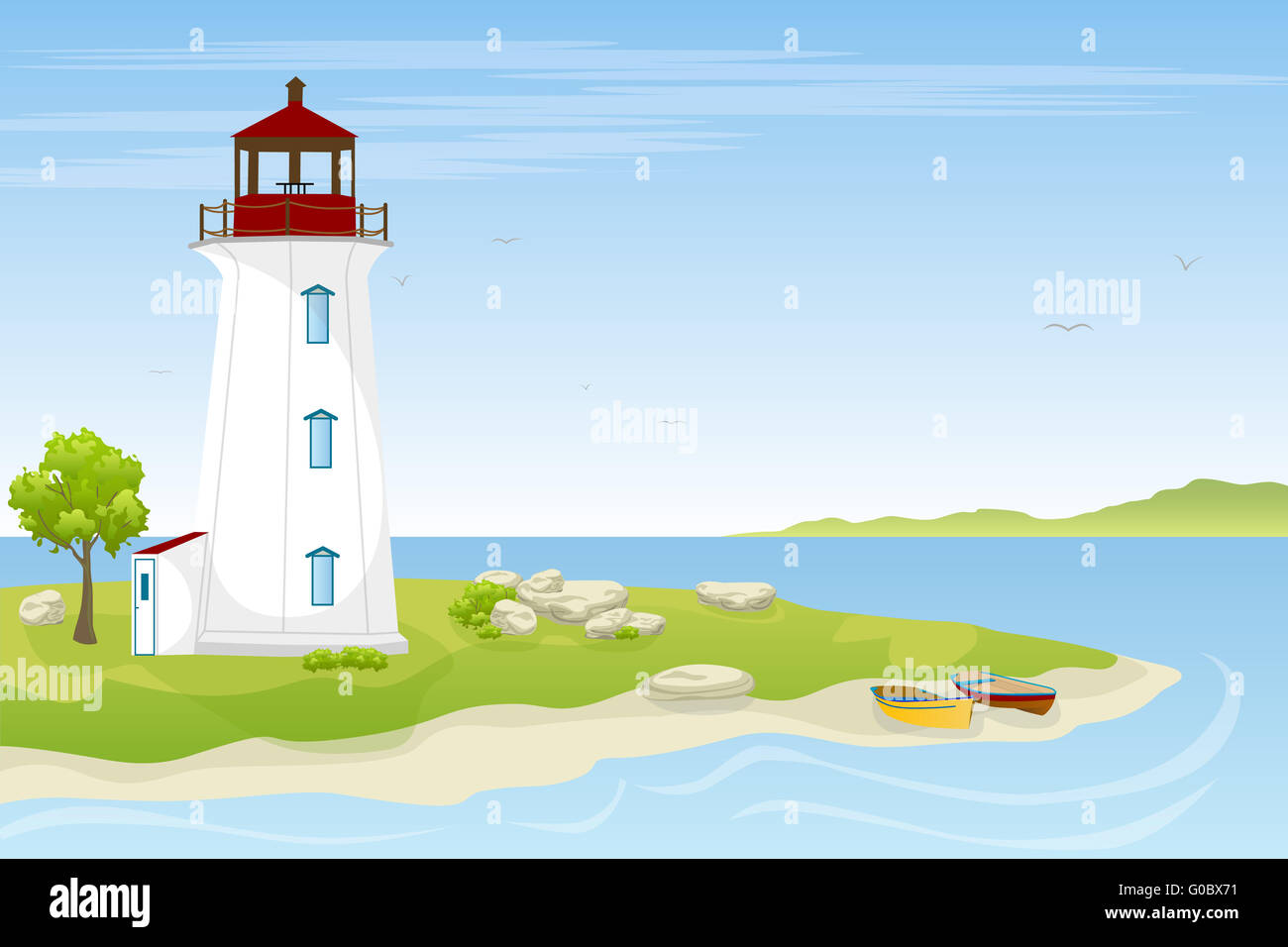 Landscape with Lighthouse Stock Photo - Alamy