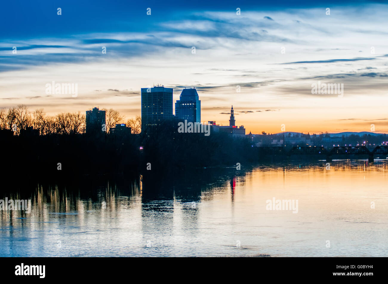 early morning sunrise over springfield massachusetts Stock Photo - Alamy
