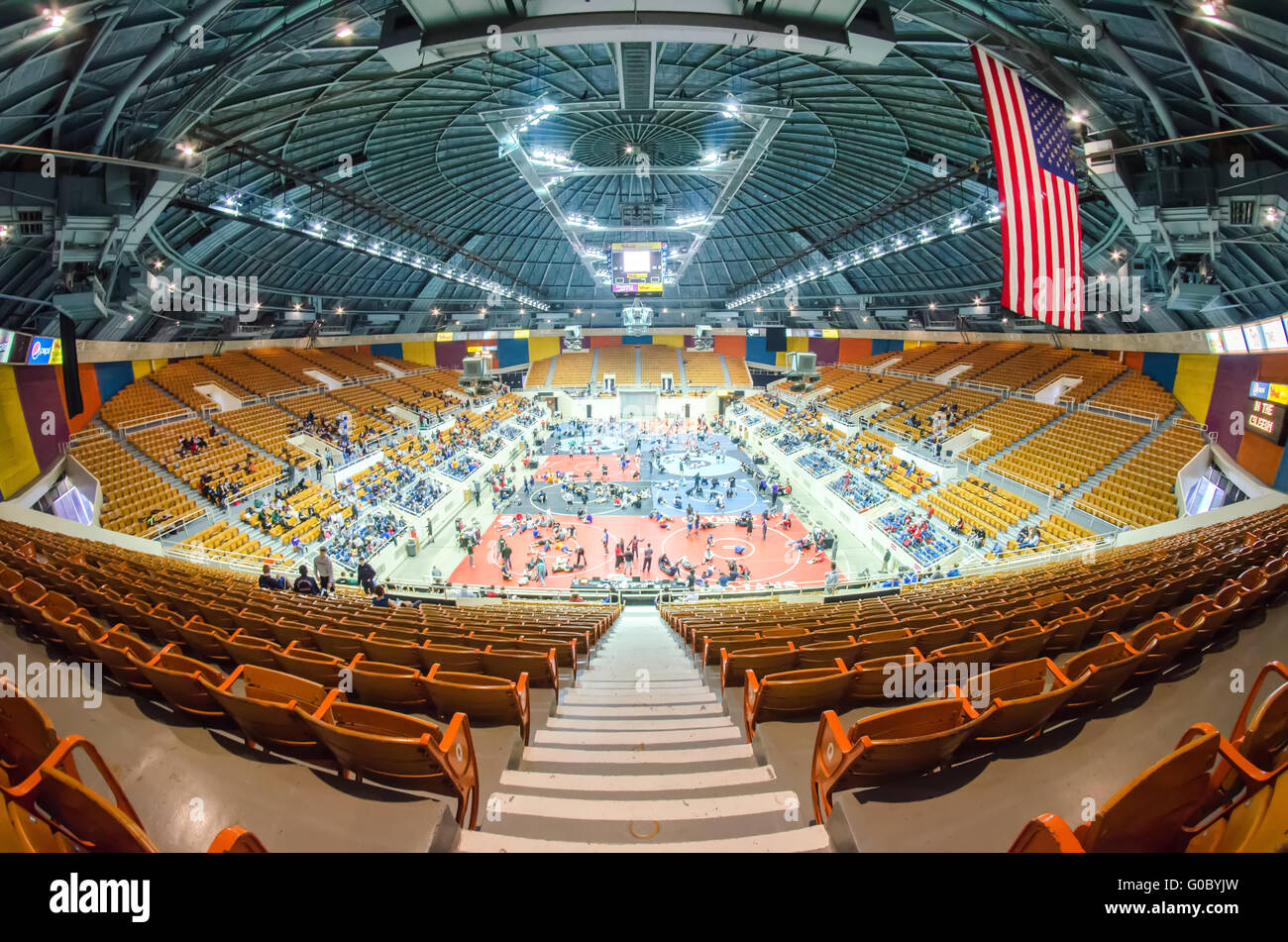general view of an enclosed arena stadium with asport event Stock Photo ...