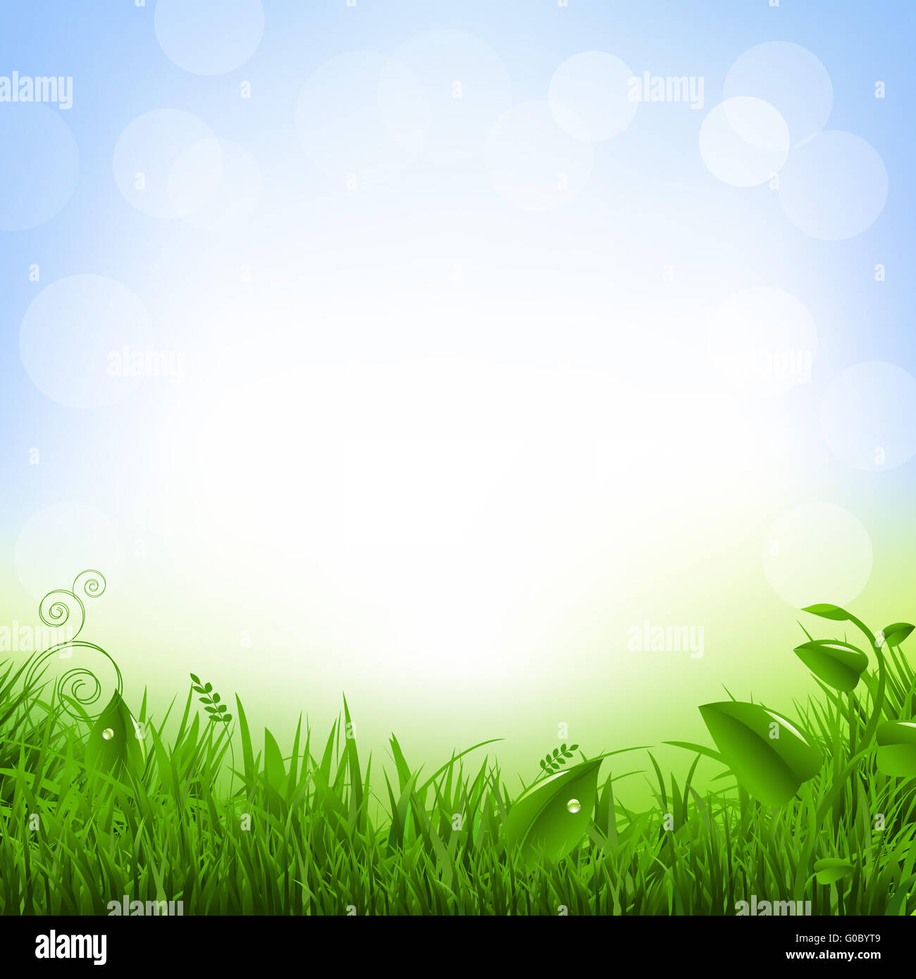 Poster With Grass And Flowers Stock Photo - Alamy
