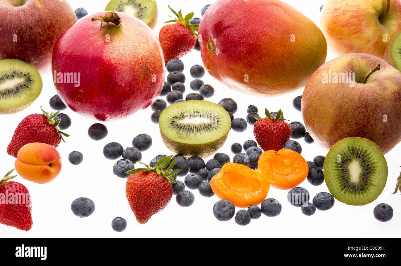 Close Up Of Mixed Fruit Isolated On White Stock Photo - Alamy