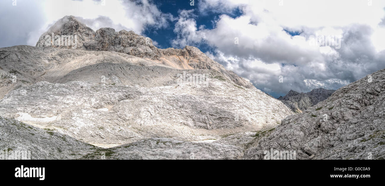 Scenic panorama view of mountain Triglav in Julian Alps Stock Photo - Alamy