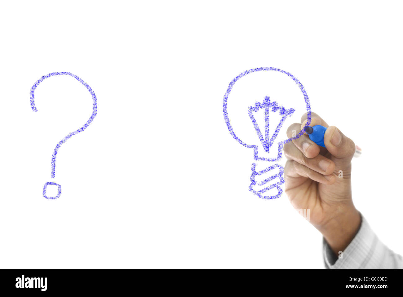 problem and solution concept drawn on transparent wipe board Stock ...