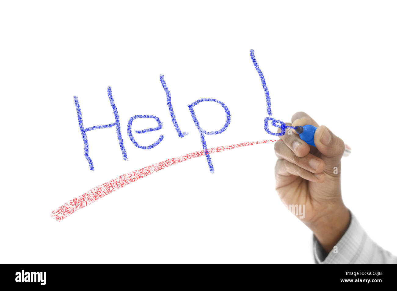 Help word written on transparent wipe board Stock Photo - Alamy