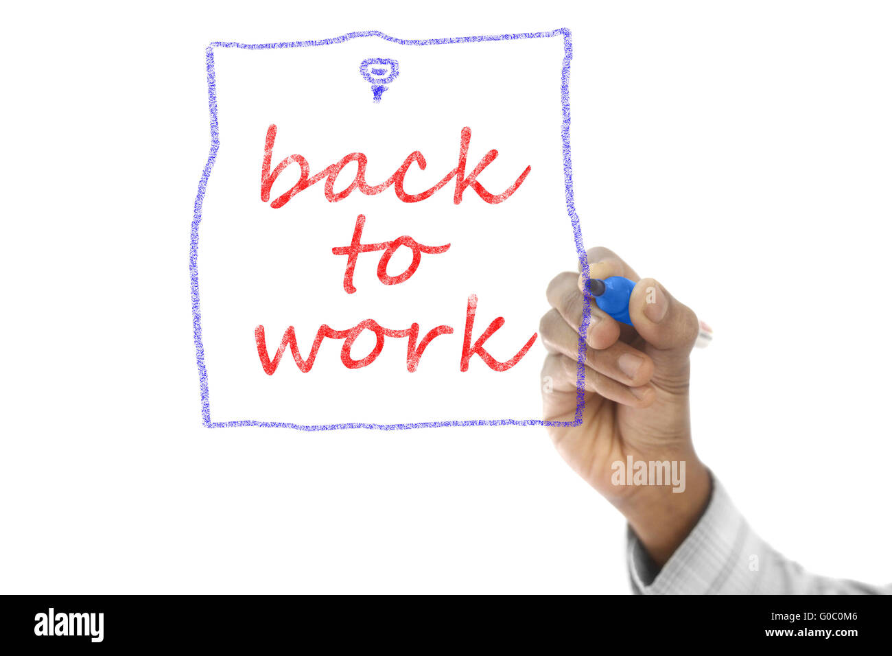 Back to Work written on transparent wipe board Stock Photo - Alamy