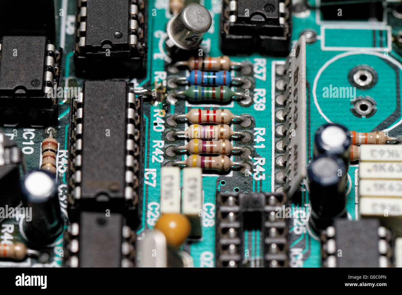 Close up photo of various electronic components Stock Photo - Alamy