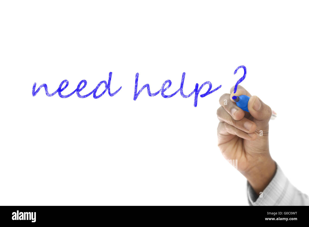 need Help word written on transparent wipe board Stock Photo - Alamy