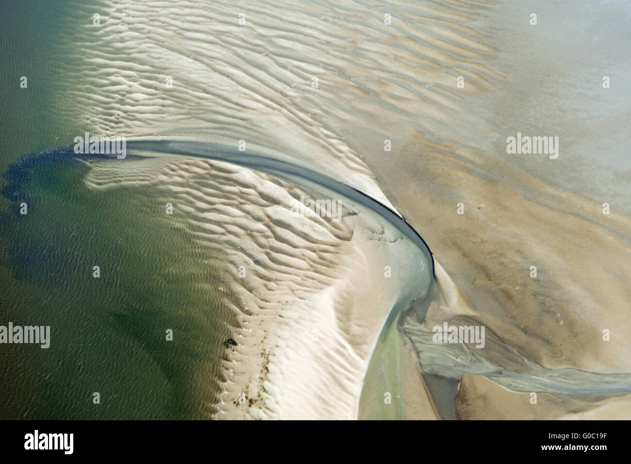 Aerial view from the Schleswig-Holstein Wadden Sea National Park ...