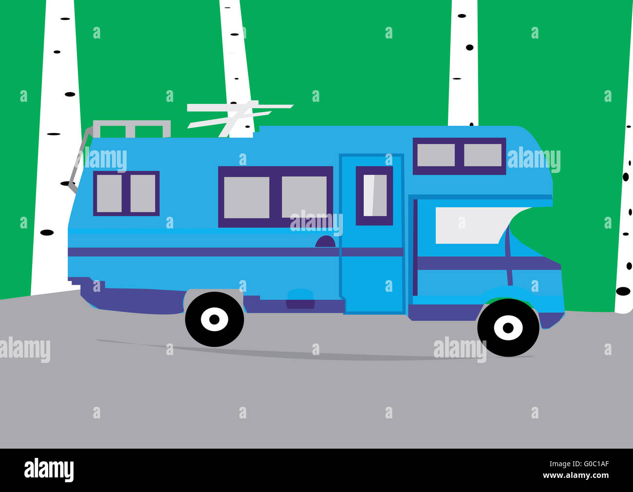 A blue motorhome Stock Photo - Alamy
