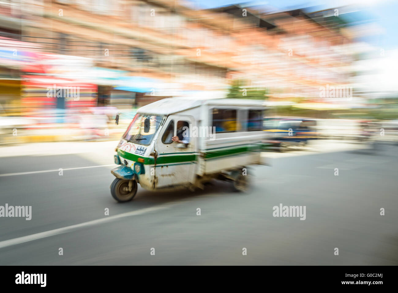 Safa Tempo with motion blur in Kathmandu, Nepal Stock Photo - Alamy