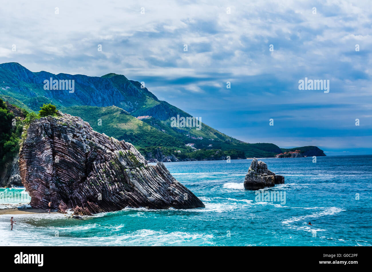 Landscape view on sea and mountain in Montenegro Stock Photo - Alamy