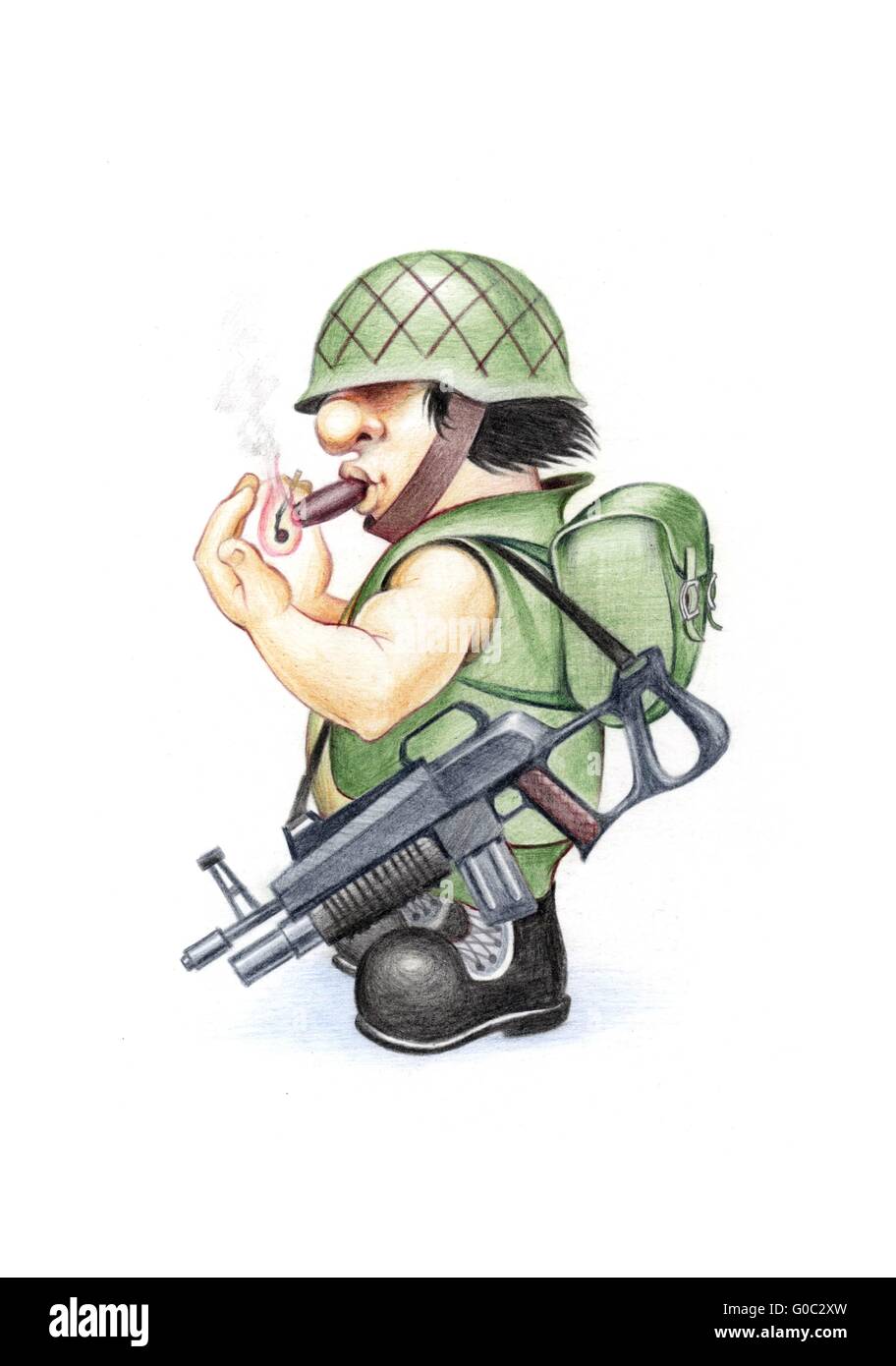 Soldier with cigar Stock Photo - Alamy