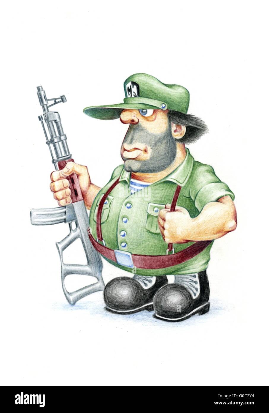 Soldier with machine gun Stock Photo - Alamy