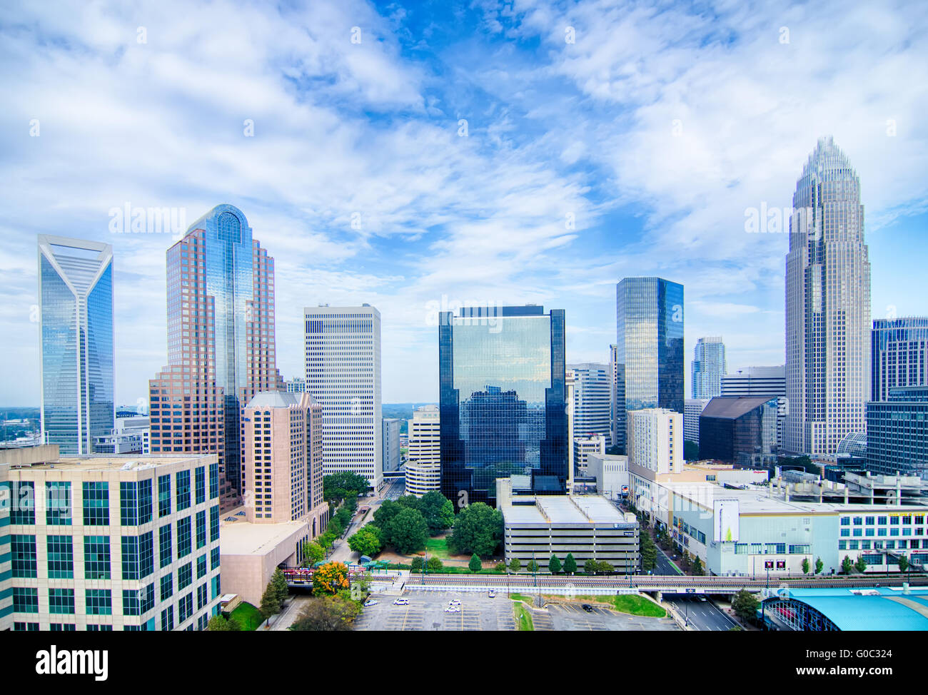 Aerial view of Charlotte North Carolina skyline Stock Photo - Alamy
