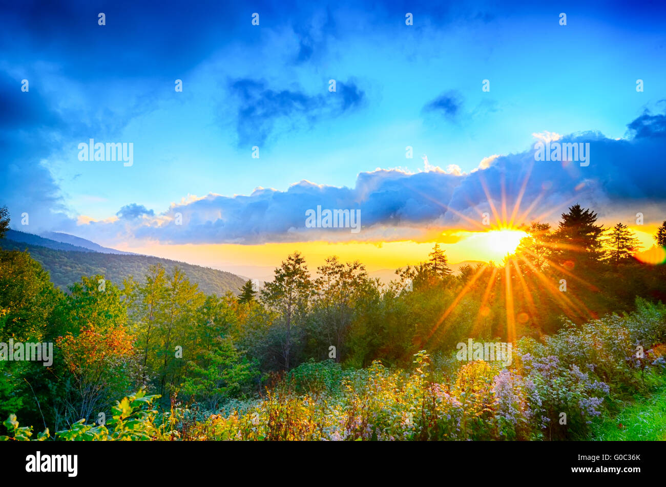 Blue Ridge Parkway late summer Appalachian Mountains Sunset Western NC ...