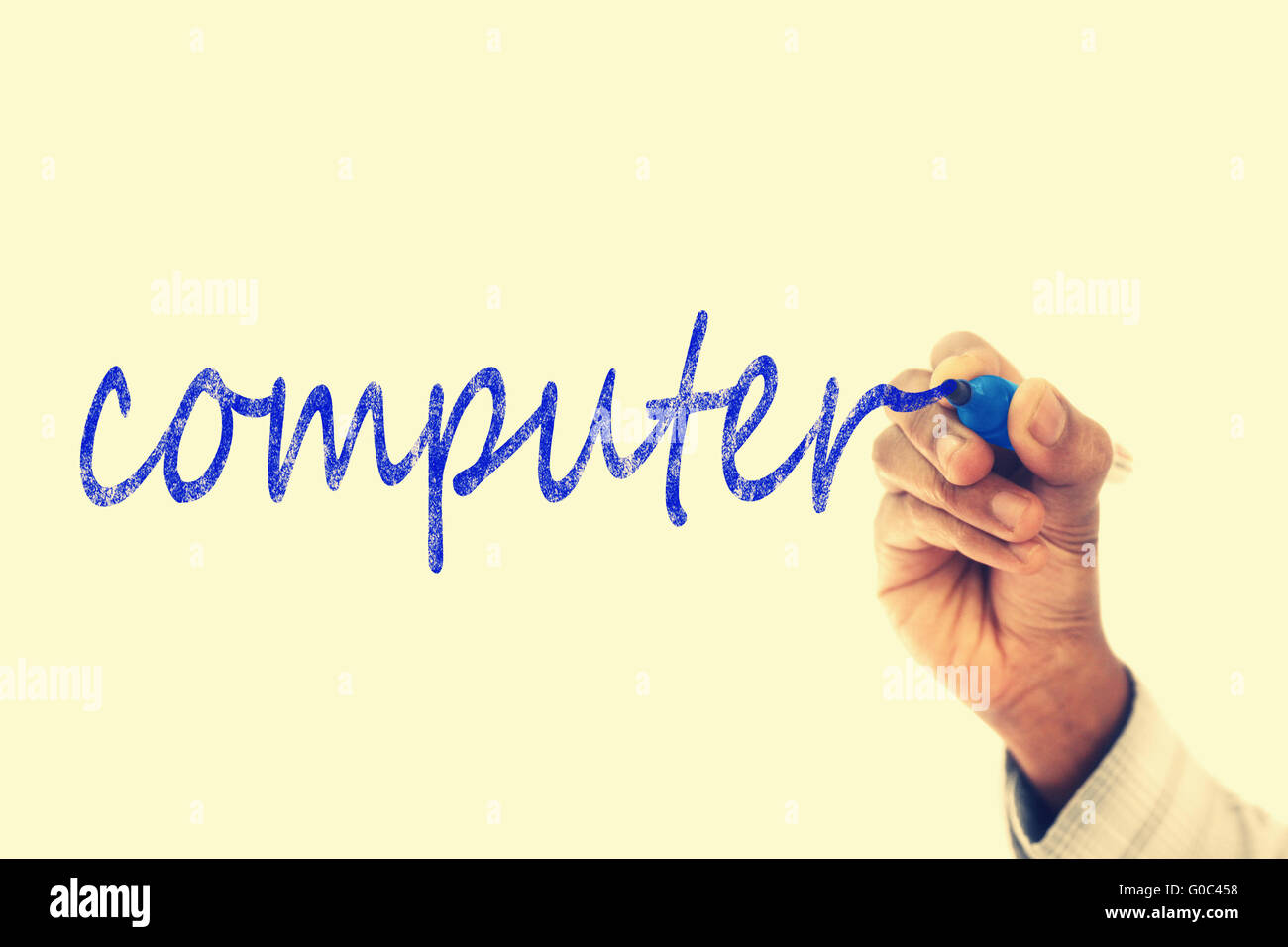 Computer word written on transparent wipe board Stock Photo - Alamy