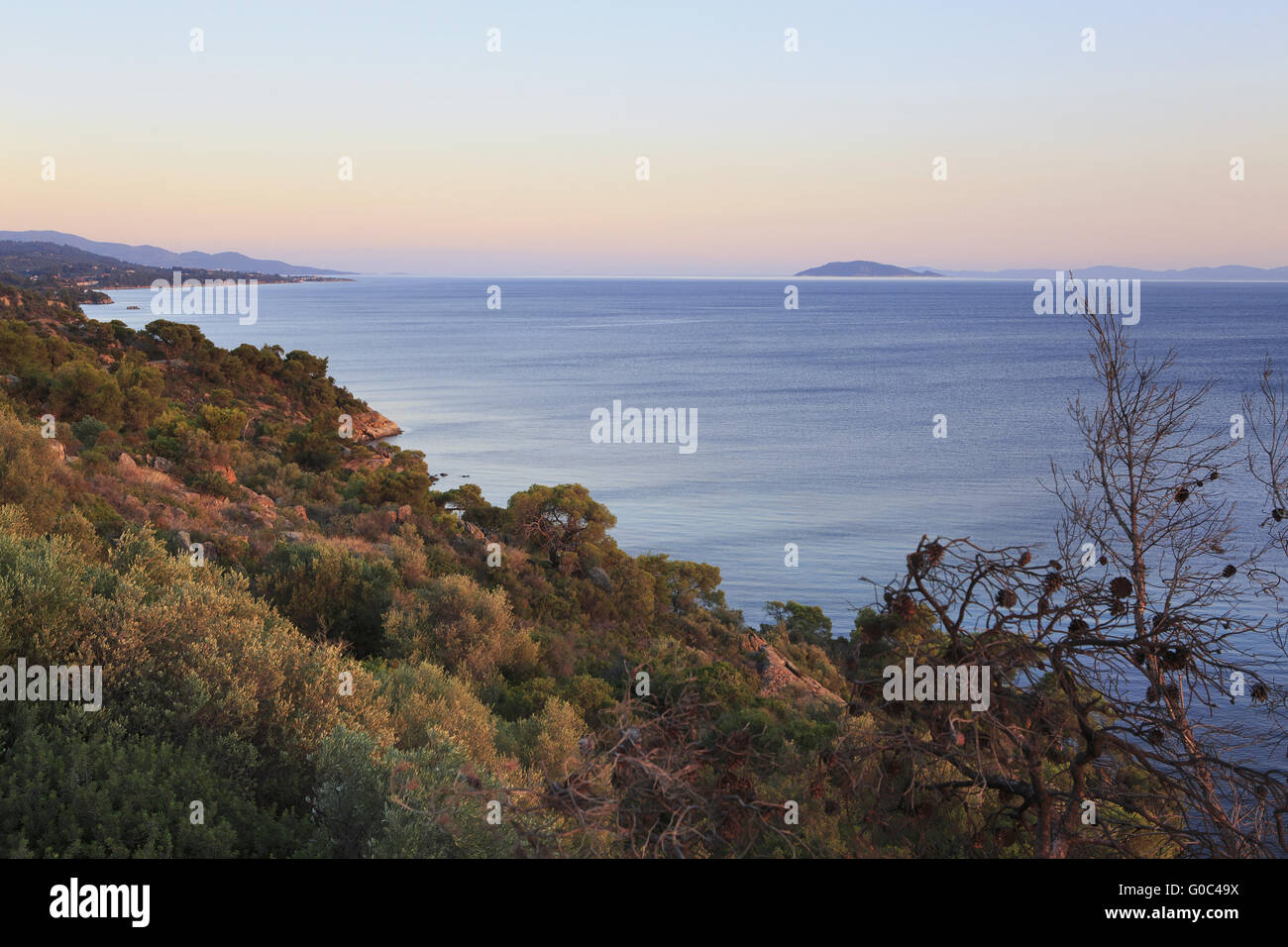 Beautiful scenery of the Aegean coast at sunset Stock Photo - Alamy