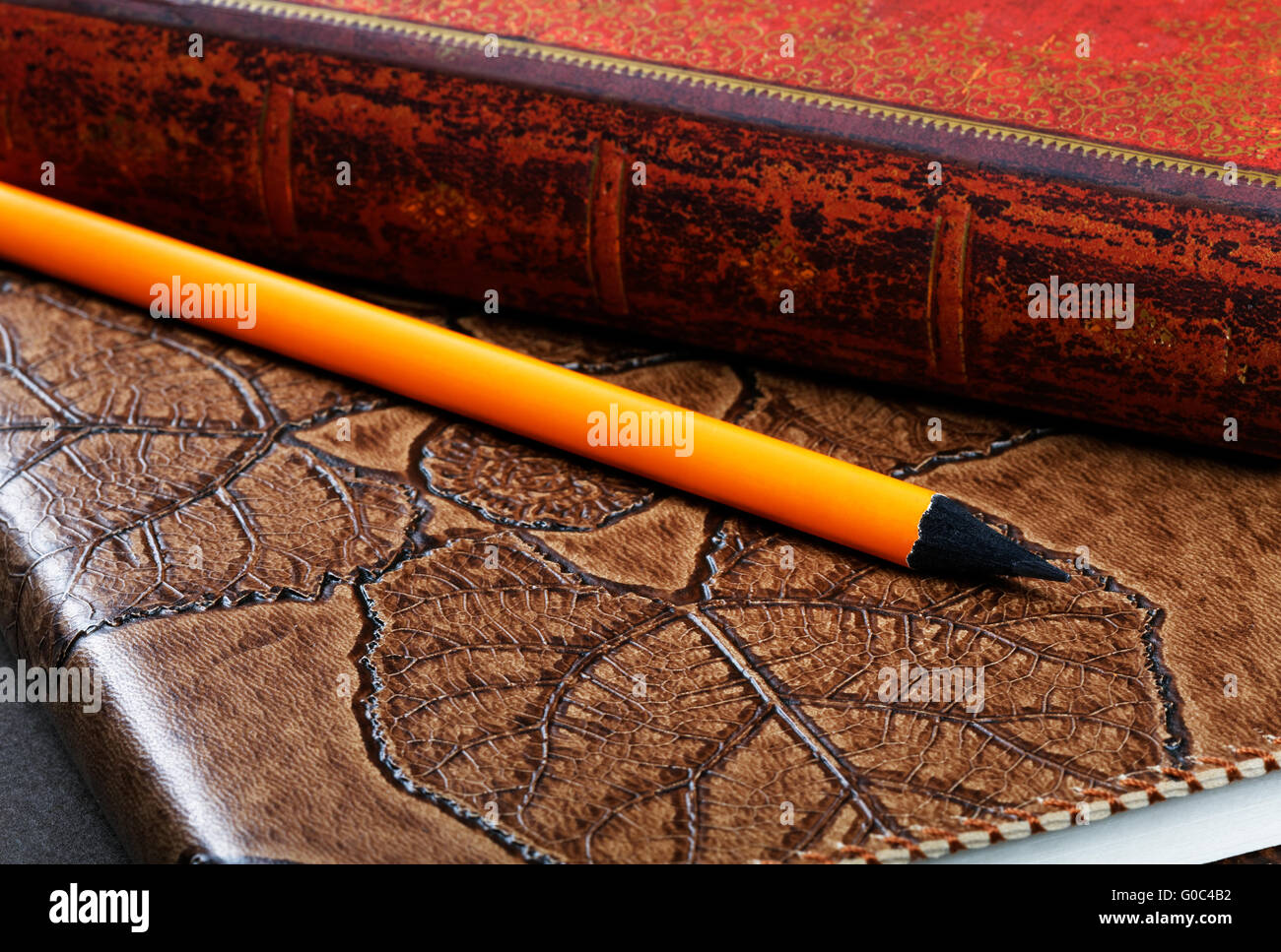Pile notebooks pen hi-res stock photography and images - Alamy
