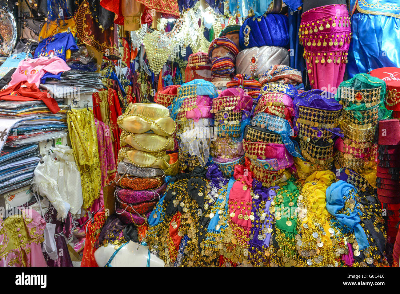 Colorful Fez Hats and Slippers Clothing in Istanbul Turkey Stock Photo ...