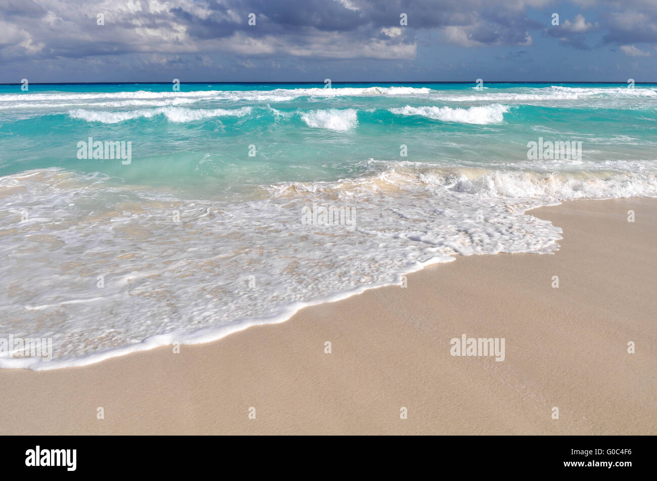 beach tropical with white sand and turquoise water under blue sky Stock ...