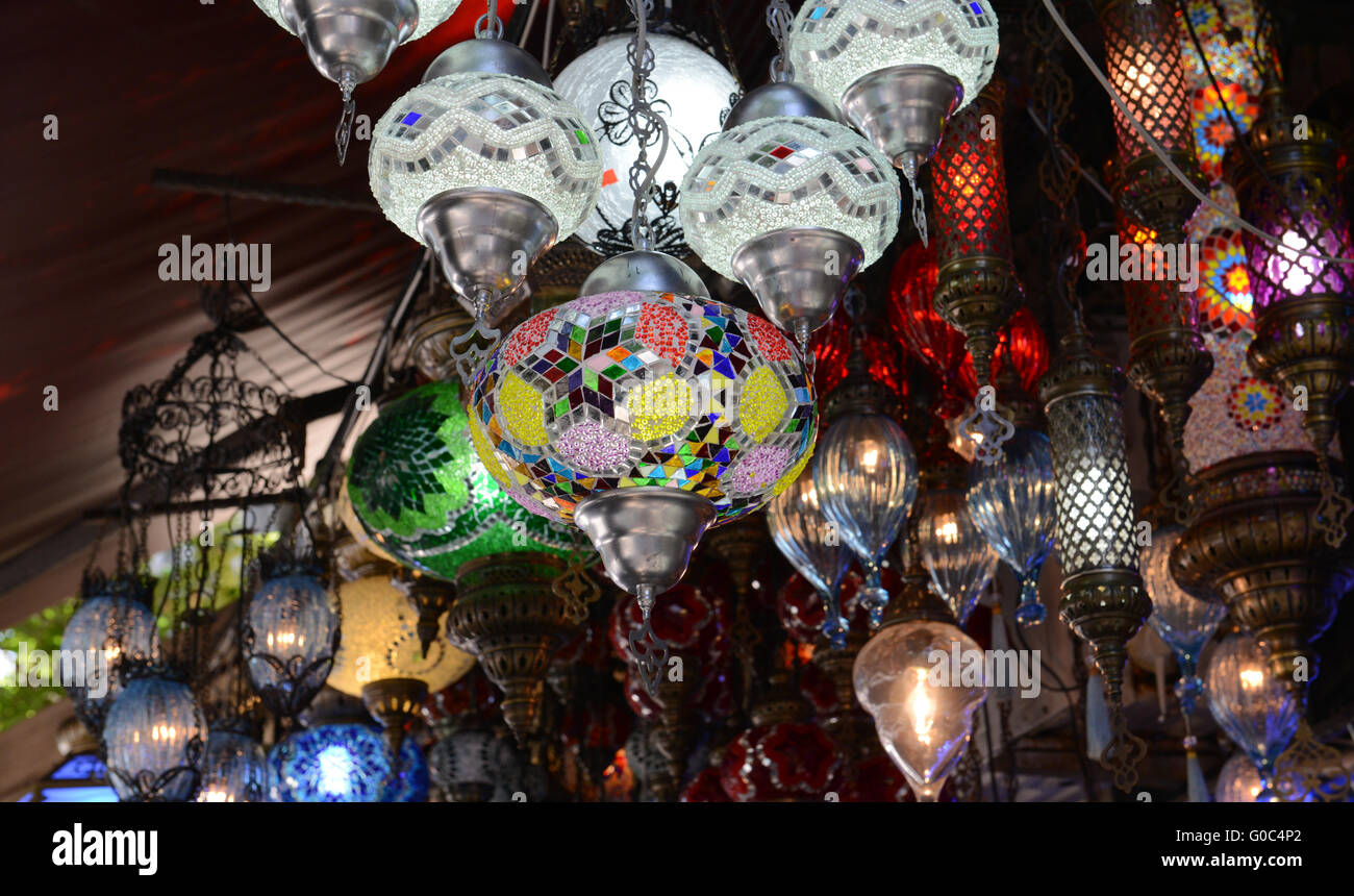 Turkish Glass Lamps for Sale in Istanbul Market Stock Photo - Alamy
