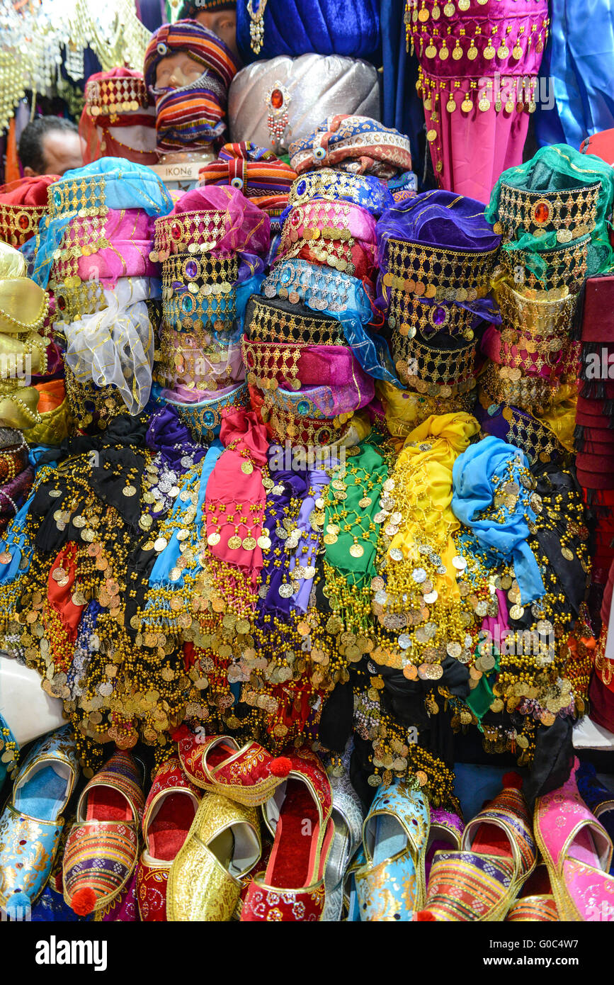 Colorful Fez Hats and Slippers Clothing in Istanbul Turkey Stock Photo ...