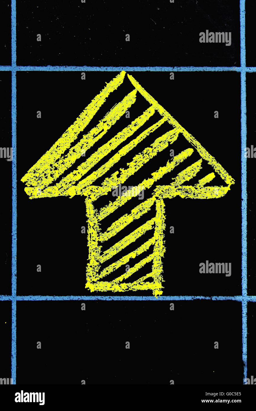 up side arrow sign handwritten on black chalkboard Stock Photo - Alamy