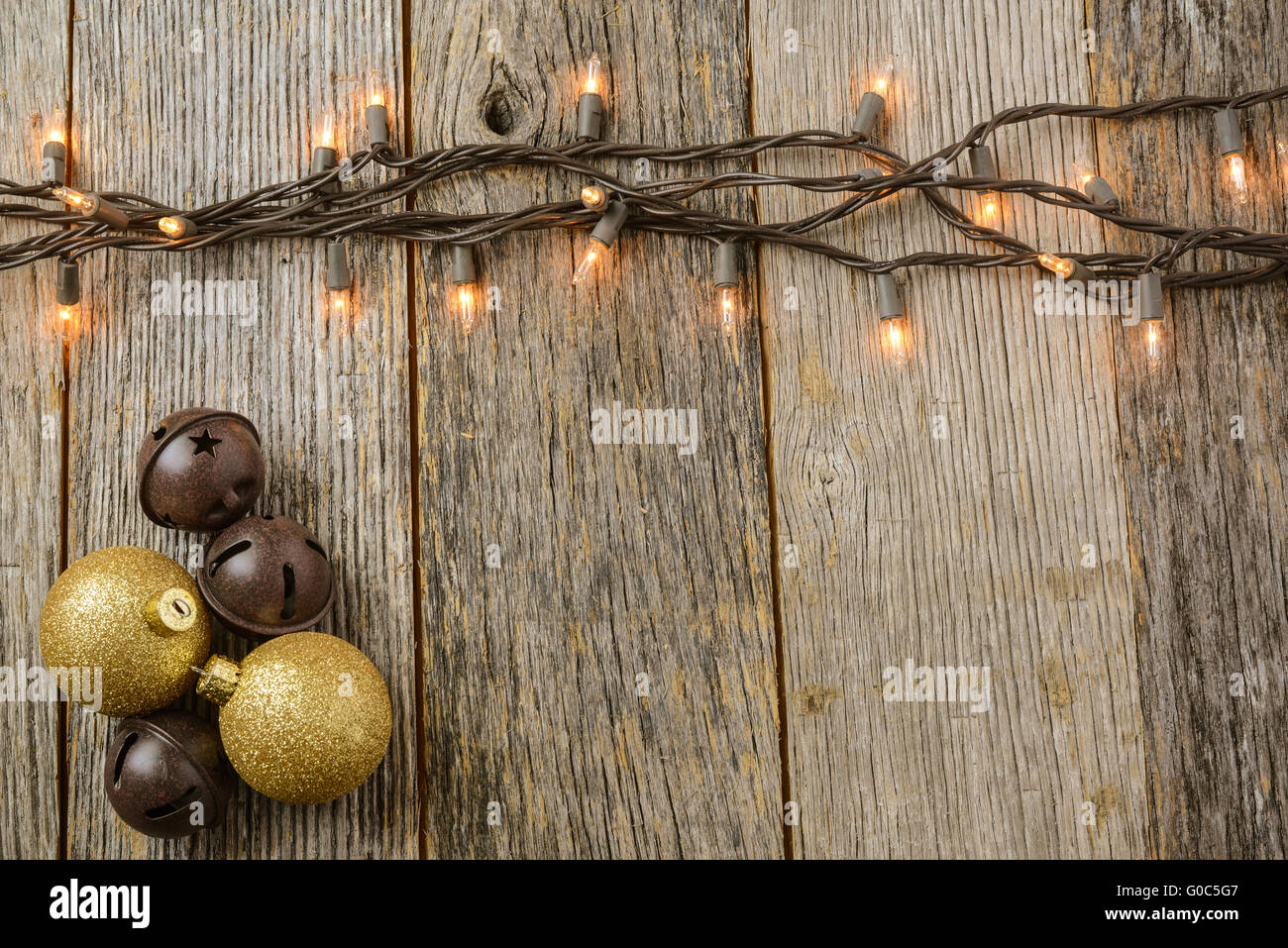 Rustic Christmas Lights Background
