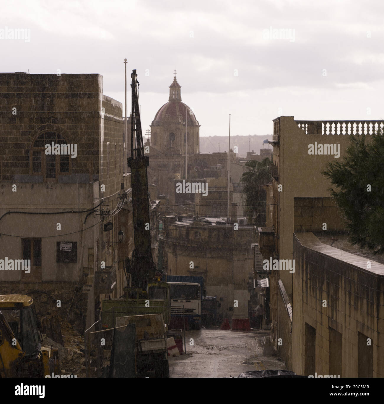 construction site in the rain Stock Photo - Alamy