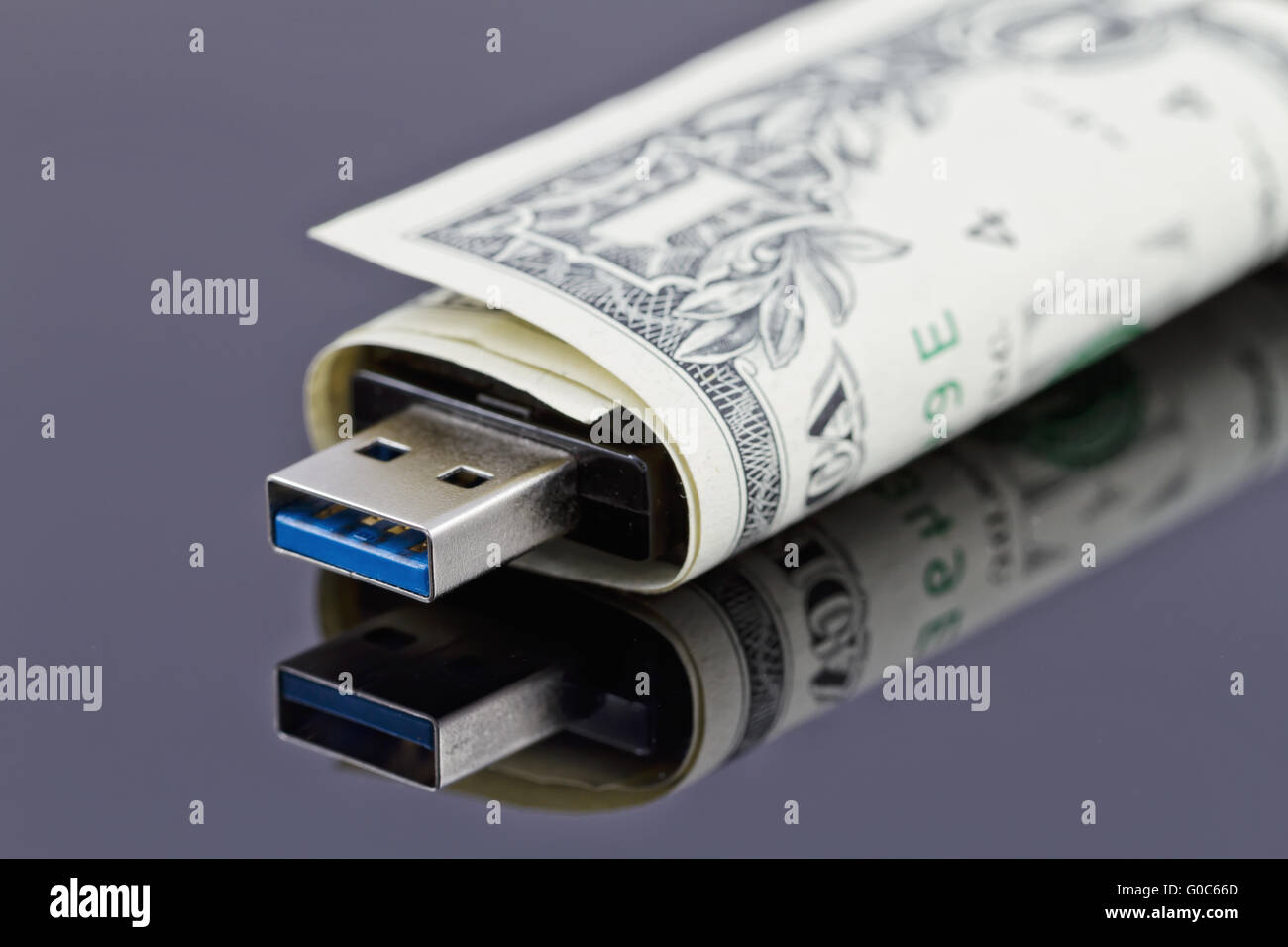 Portable USB flash drive is wrapped in a dollar Stock Photo - Alamy