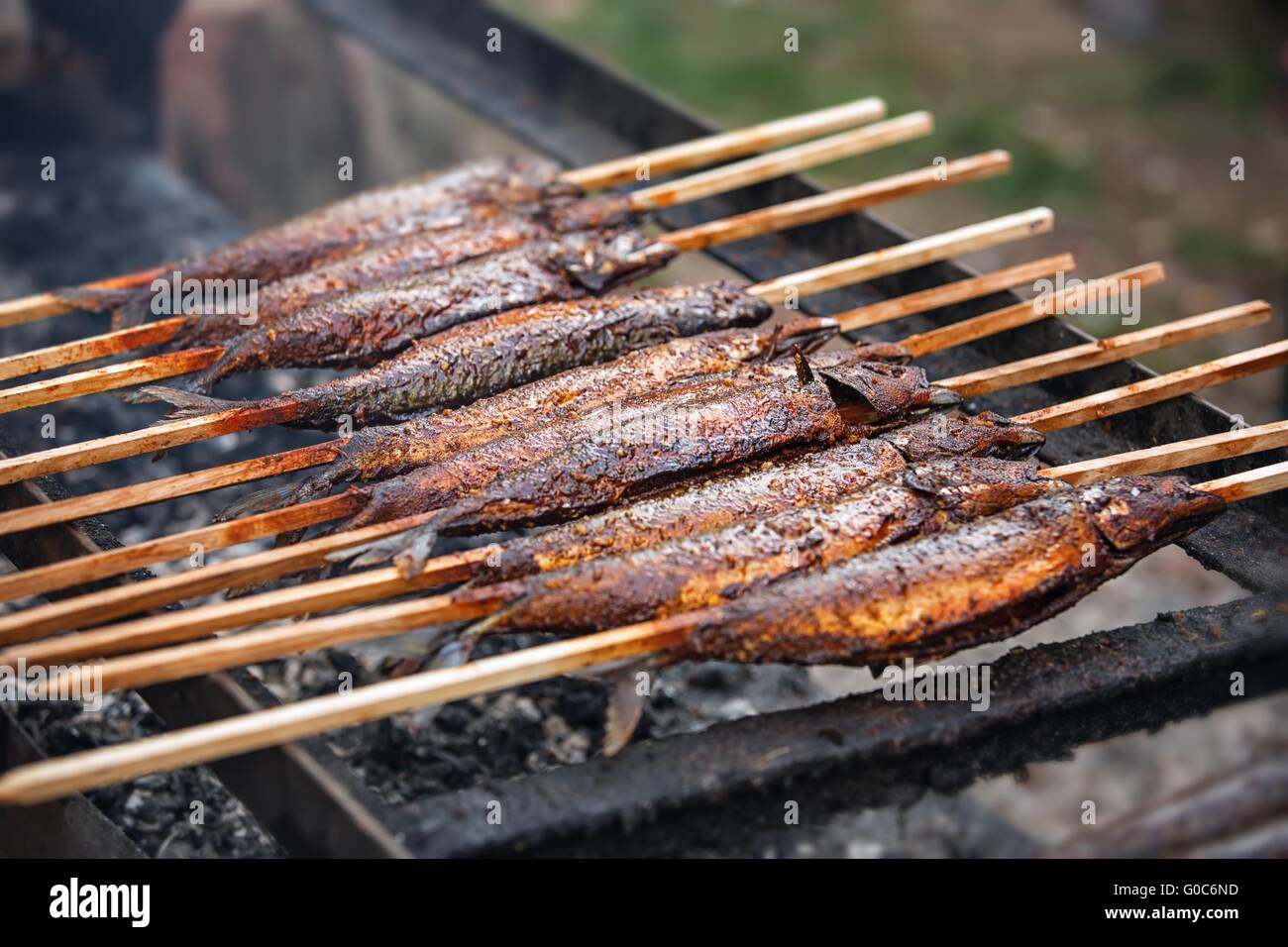 Outdoor eating grilled fish on barbecue hi-res stock photography and ...