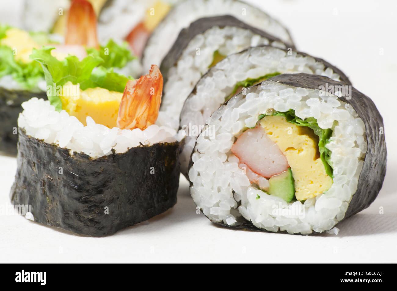 close-up shot of traditional fresh japanese sushi rolls Stock Photo - Alamy