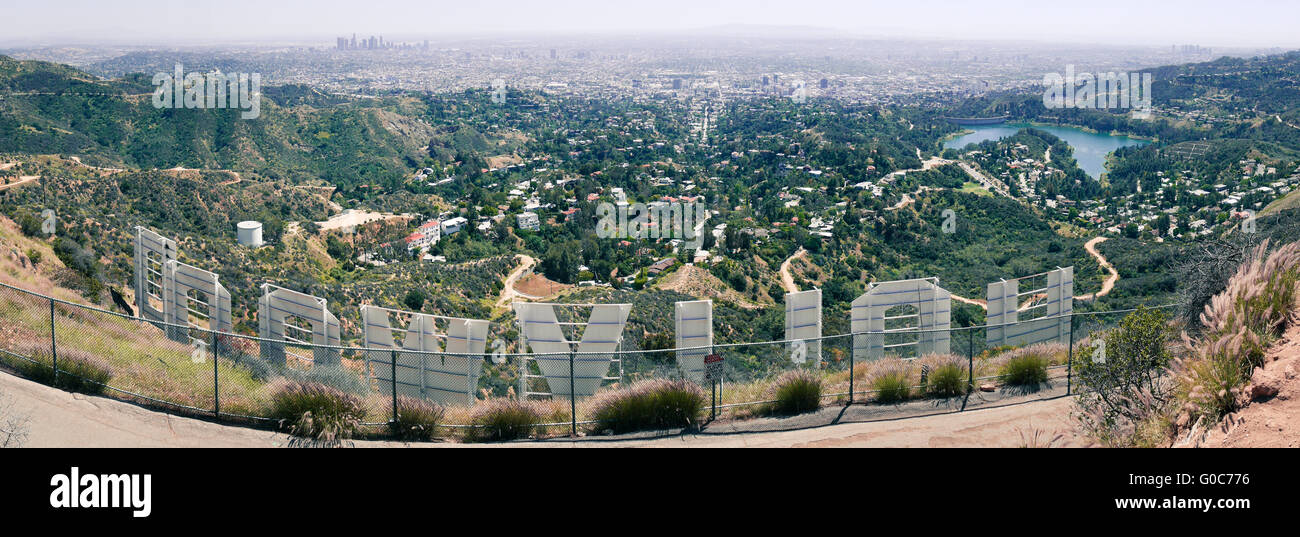 L.A. City Vita from behind Hollywood Sign Stock Photo - Alamy