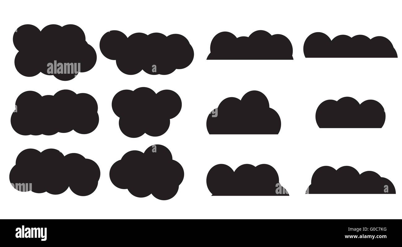 Abstract form shape cloud set. Cloud weather sky, icon cloud nature ...