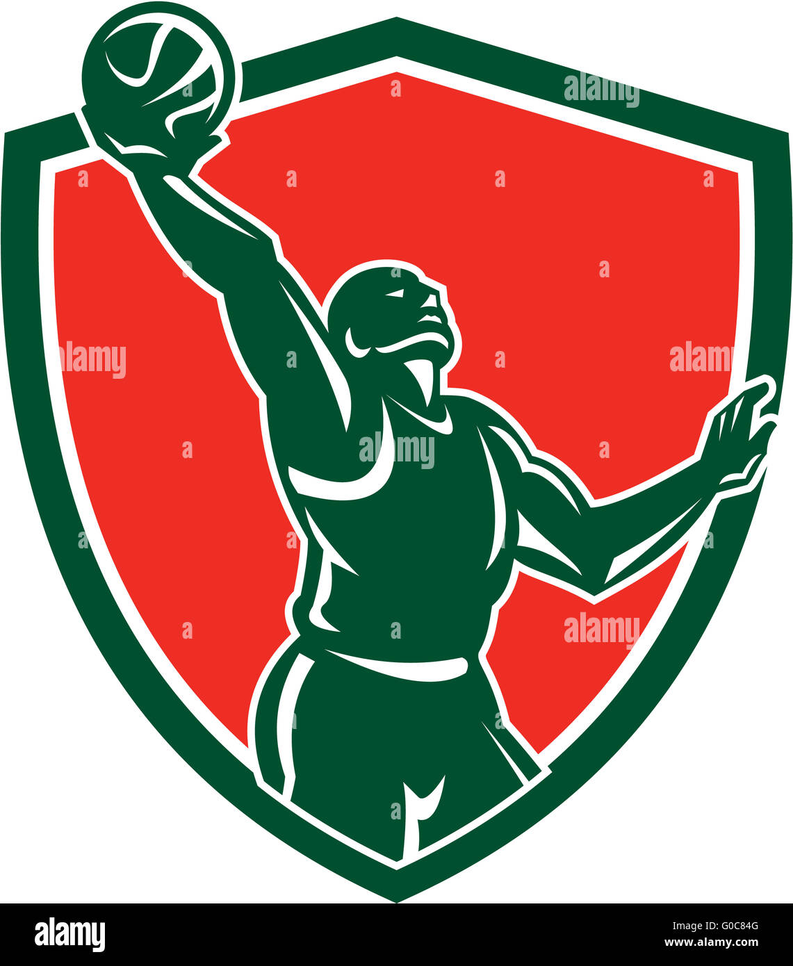 Basketball Player Rebounding Lay-Up Ball Shield Stock Photo - Alamy