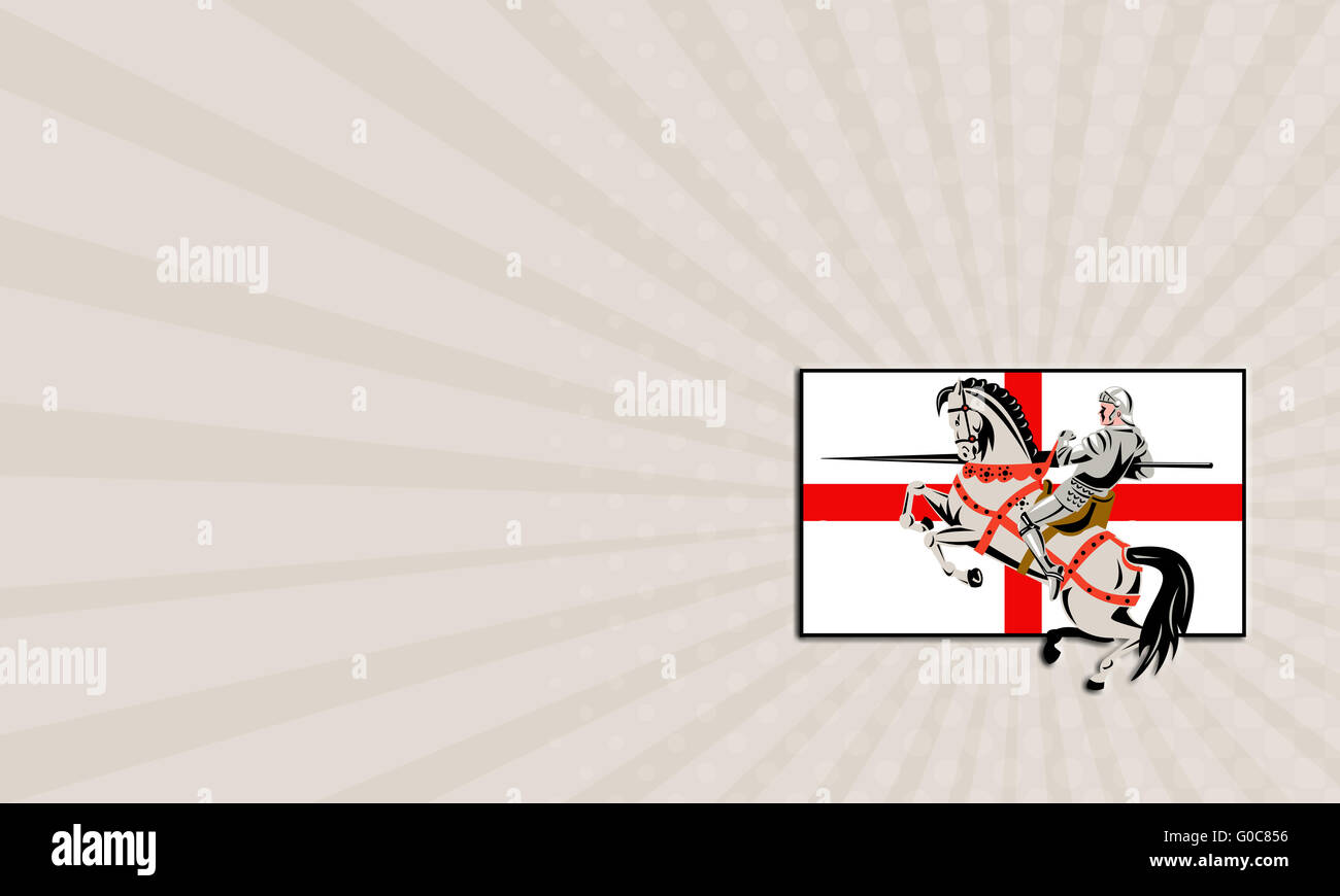 Business card English Knight Lance Horse England Flag Side Retro Stock ...