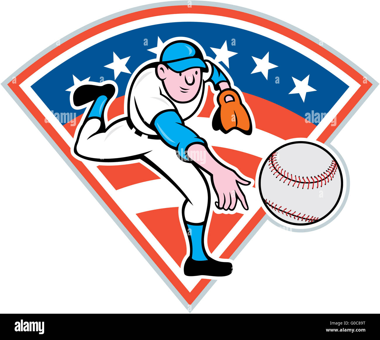 American Baseball Pitcher Throwing Ball Cartoon Stock Photo - Alamy